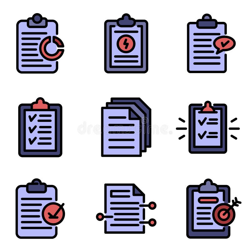 Summary Icons Set Vector Flat Stock Vector - Illustration of form ...