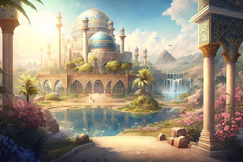Immersive and Breathtaking View of Paradise Stock Illustration ...