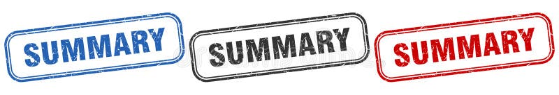 Summary Square Isolated Sign Set. Summary Stamp Stock Vector ...