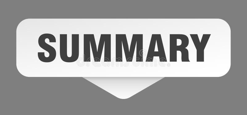 Summary Sticker. Summary Sign Isolated on Gray Background Stock Vector ...