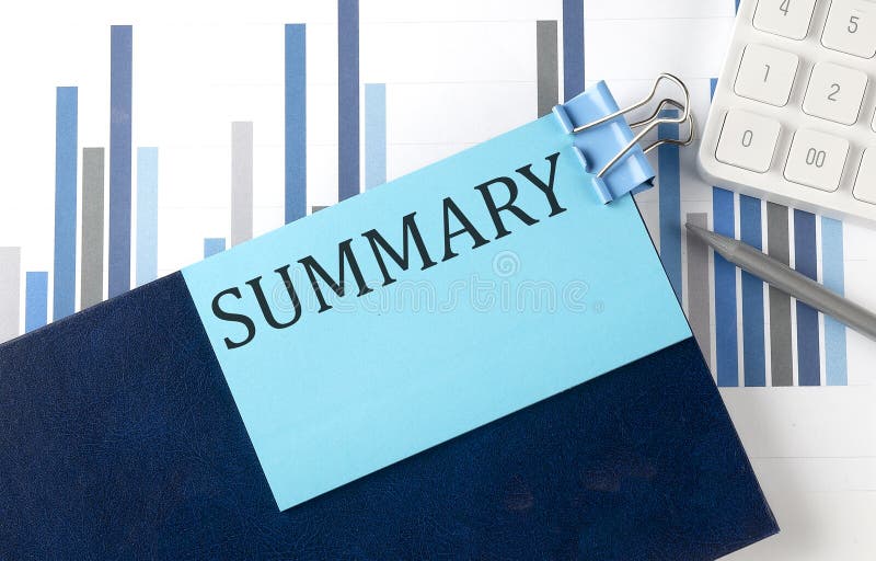 SUMMARY on Sticky Note on the Notebook on the Chart Background Stock ...