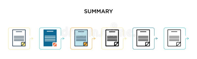 Summary Vector Icon in 6 Different Modern Styles. Black, Two Colored ...