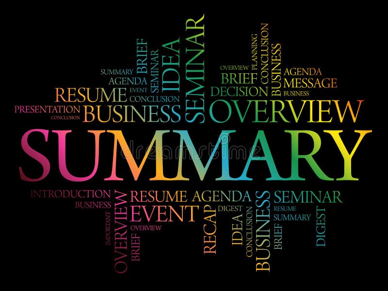 Summary word cloud collage stock illustration. Illustration of marker ...