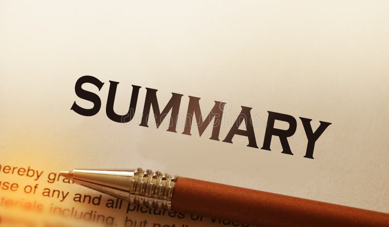 Summary Word Printed in Page with Pen. Business Project and Education ...