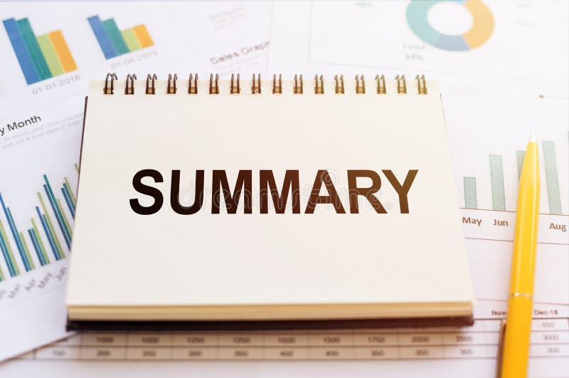 SUMMARY Written on Notepad on Financial Charts and Graphs with Yellow ...