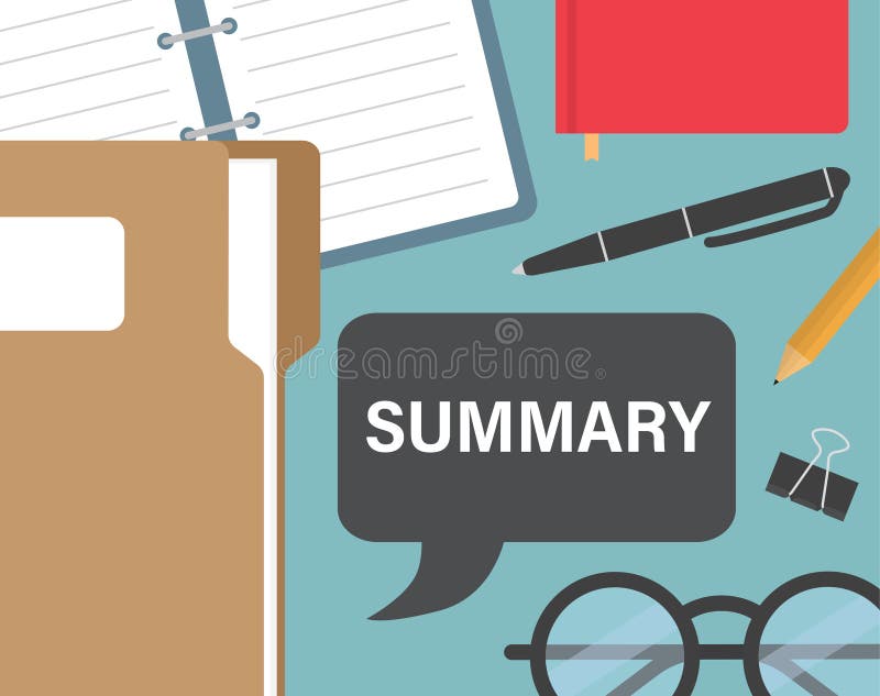 Summary Written in a Speech Bubble on Office Desk Stock Vector ...