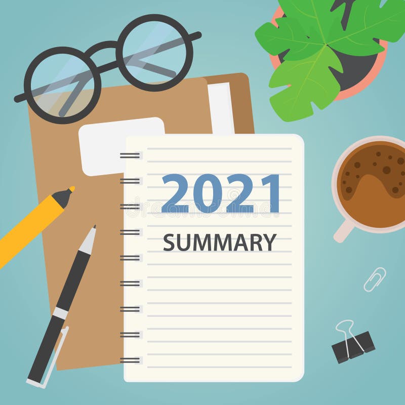 2021 Summary Written in Spiral Note, Flat Lay Composition Stock Vector ...