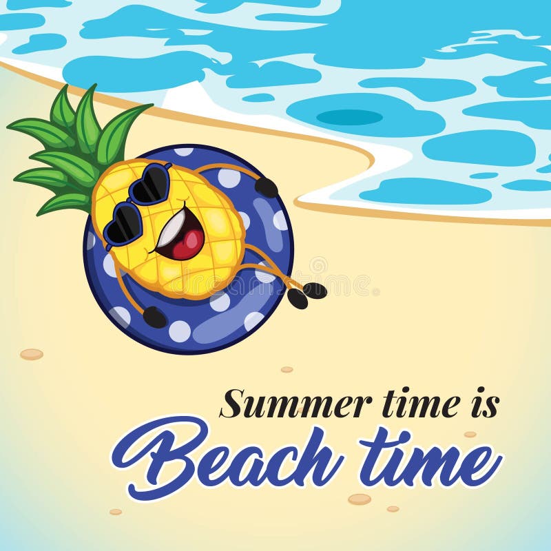 Summer Time is Beach Time Banner Design Stock Vector - Illustration of ...