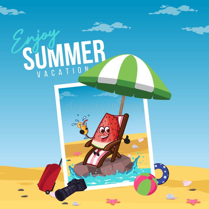 Enjoy Summer Vacation Banner Design Stock Vector - Illustration of ...