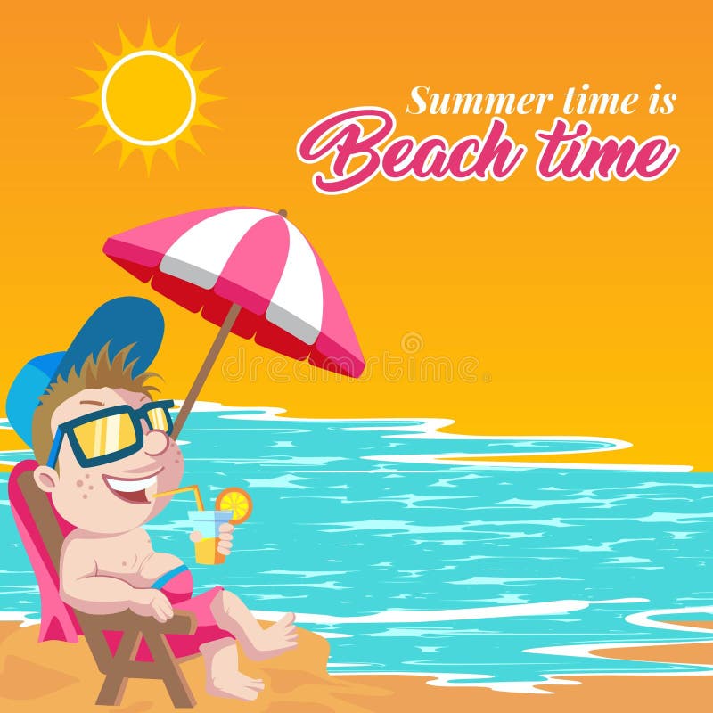 Summer Time is Beach Time Banner Design Stock Vector - Illustration of ...
