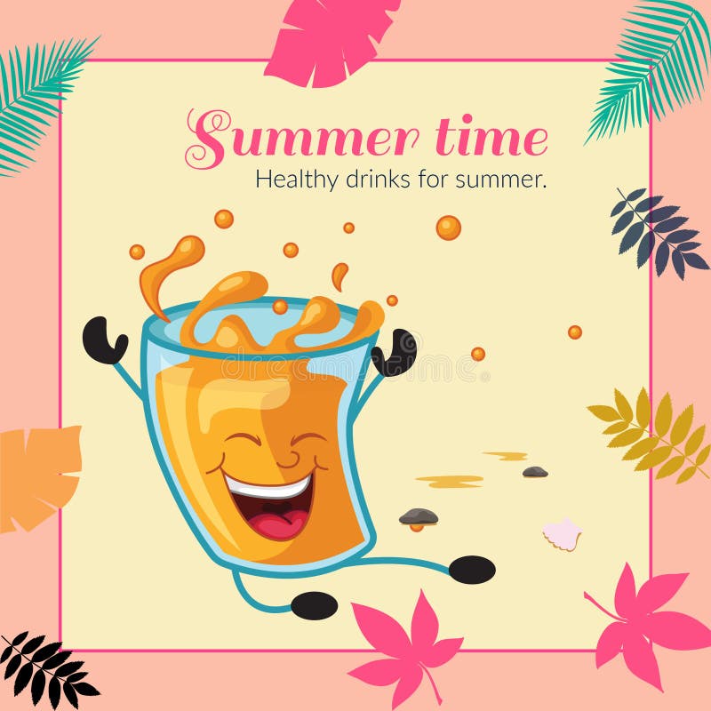 Summer Time Healthy Drinks for Summer Banner Stock Vector ...