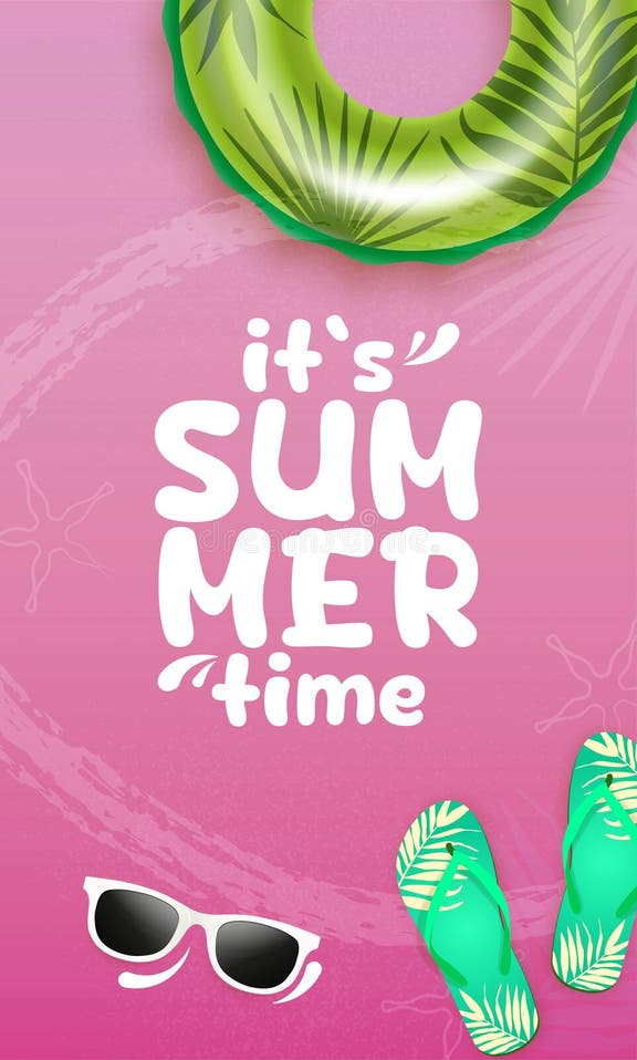 A Vibrant Summer-themed Design Featuring a Green Inflatable Ring with ...