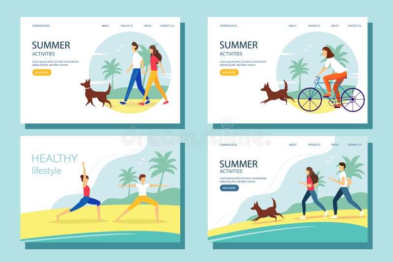 Summer Activity Web Banners Set. Vector Illustration. Stock Vector ...