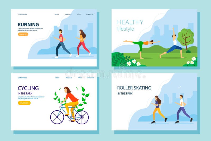 Summer Activity Web Banners Set. Vector Illustration in Flat Style ...