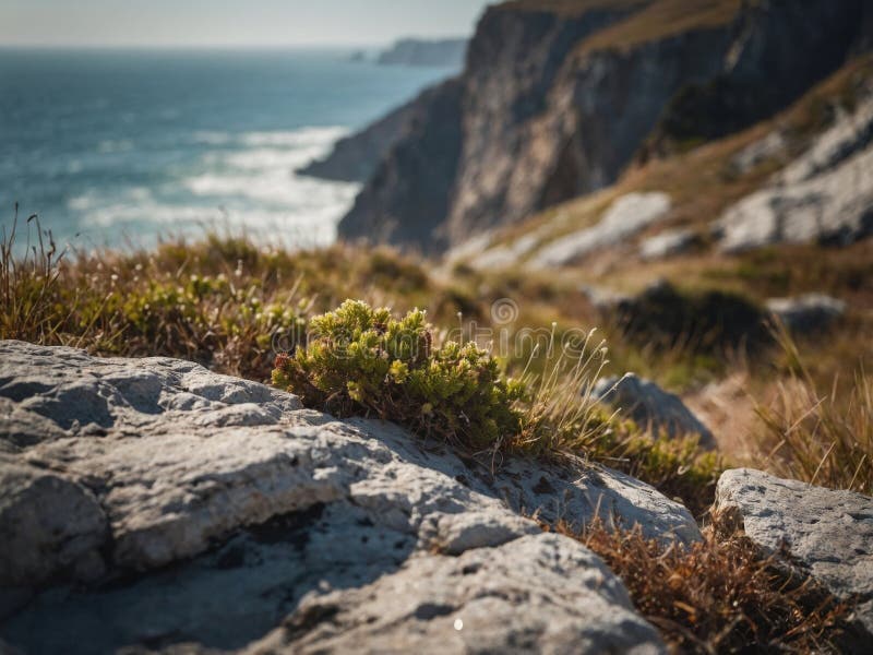 Summer Adventure at a Dramatically Weathered Coastal Cliff. Stock Image ...