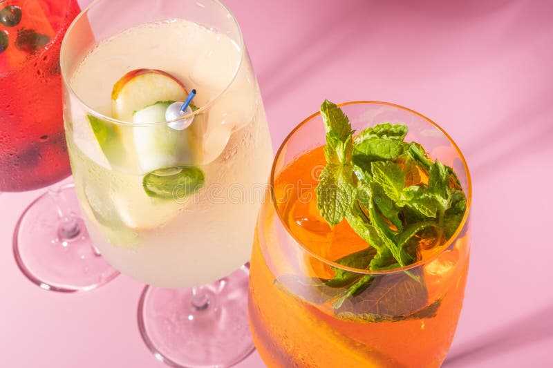 Summer Alcoholic Cocktails with Ice. Relaxing Refreshing Drinks in the ...