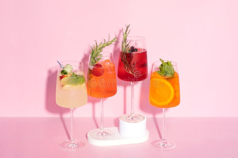Summer Alcoholic Cocktails with Ice. Relaxing Refreshing Drinks for Hot ...