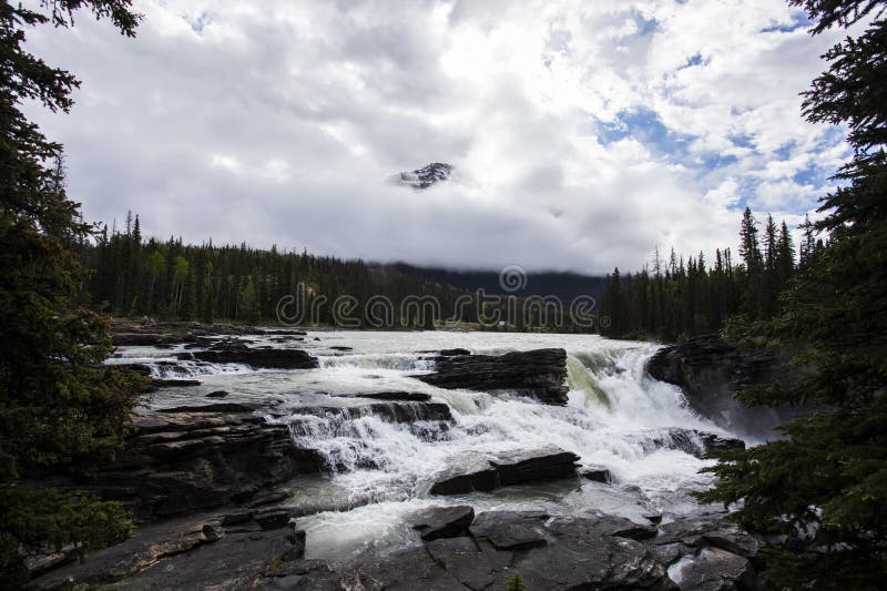 Summer in Athabasca Falls, Jasper National Park, Canada Stock Image ...