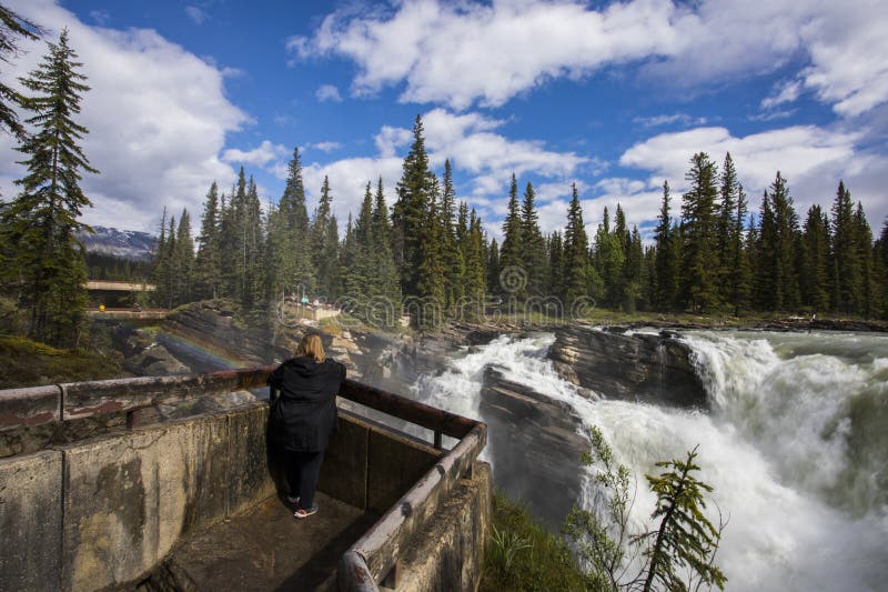 Summer in Athabasca Falls, Jasper National Park, Canada Editorial Stock ...