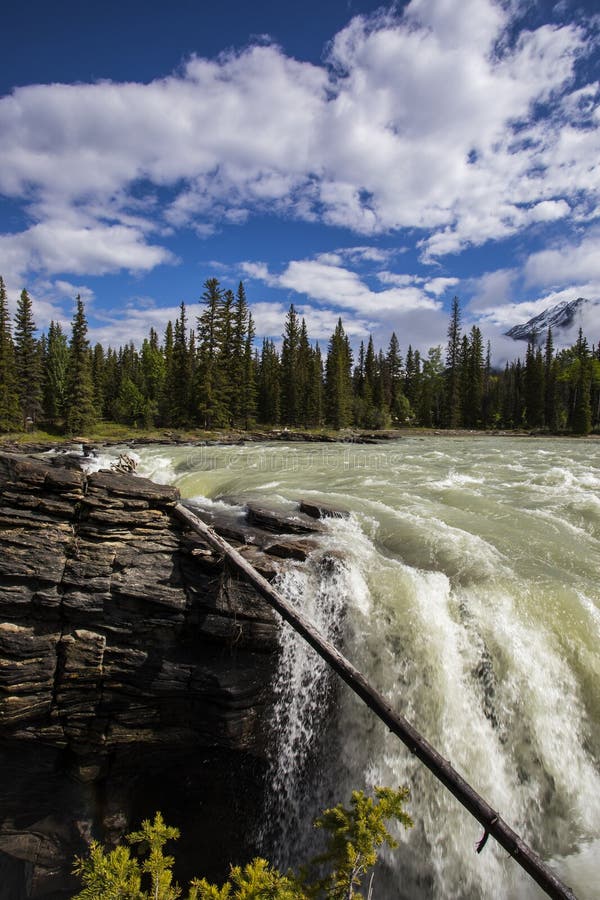 Summer in Athabasca Falls, Jasper National Park, Canada Stock Photo ...