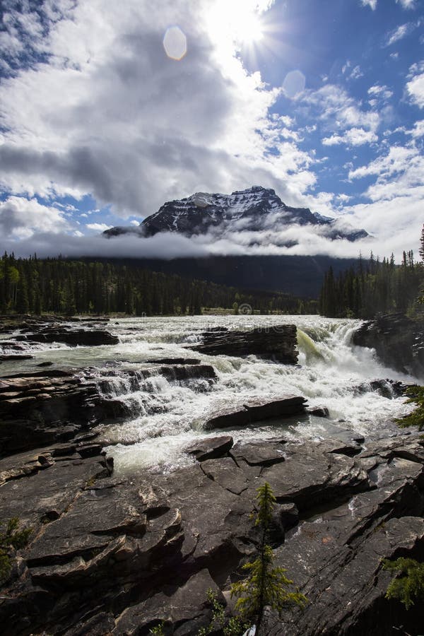 Summer in Athabasca Falls, Jasper National Park, Canada Stock Image ...