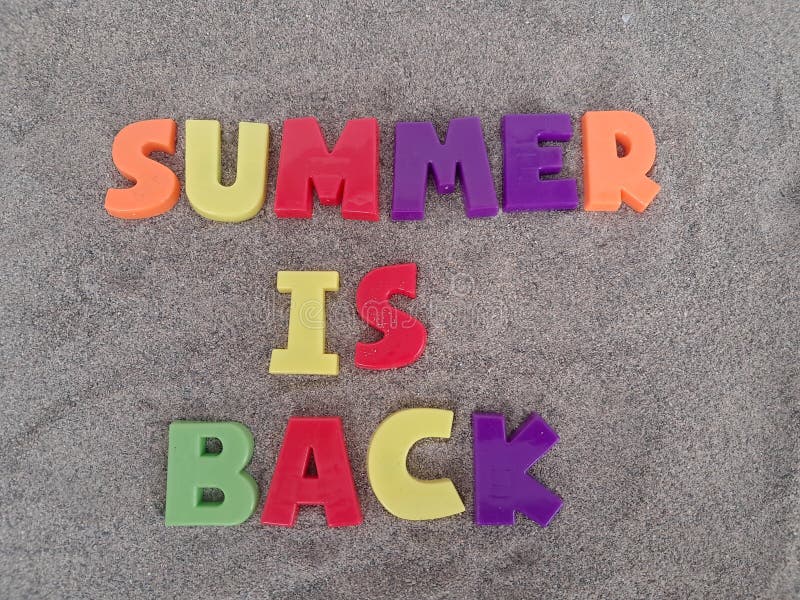 Summer is Back Written on Sand at the Beach Stock Photo - Image of ...