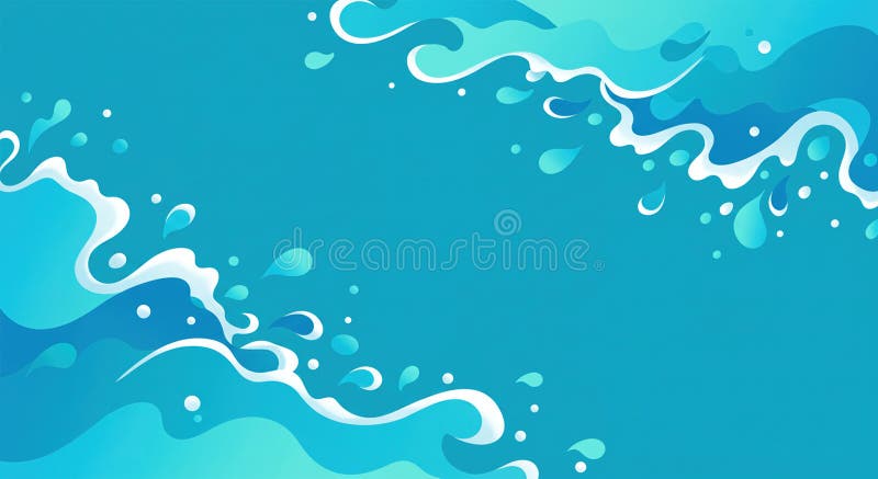 Summer Background and Banner with Water, Splash and Waves in Vector ...