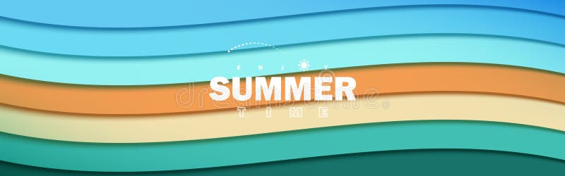 Summer Background Design Summer Colors in Paper Wave Style. Abstract ...