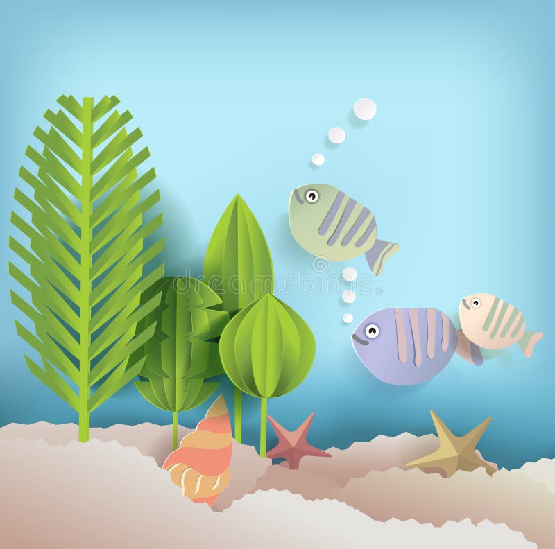 Fish and Shell Seamless Background. Animal Marine Motifs. Vector Stock ...