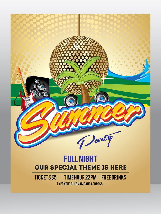 Summer Background Flyer Template Design Stock Vector - Illustration of ...