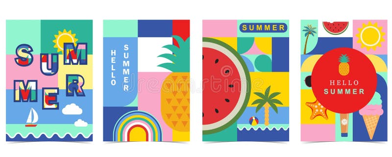 Summer Background with Geometric Style.illustration Vector for A4 ...