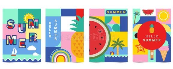 Summer Background with Geometric Style.illustration Vector for A4 ...