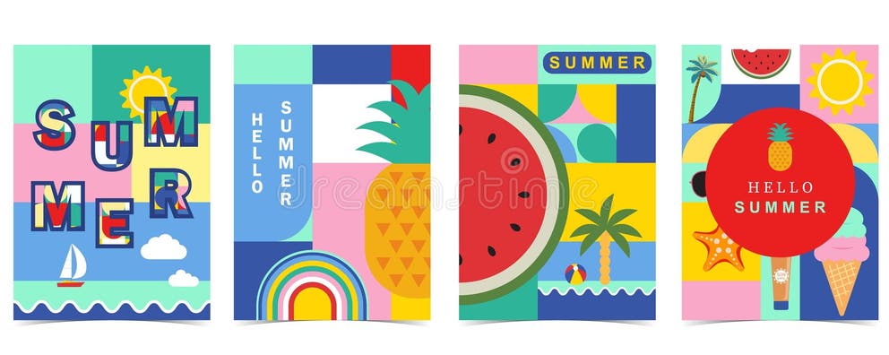 Summer Background with Geometric Style.illustration Vector for A4 ...