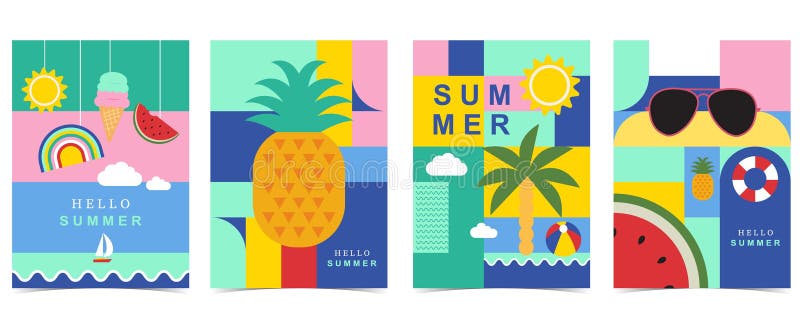 Summer Background with Geometric Style.illustration Vector for A4 ...
