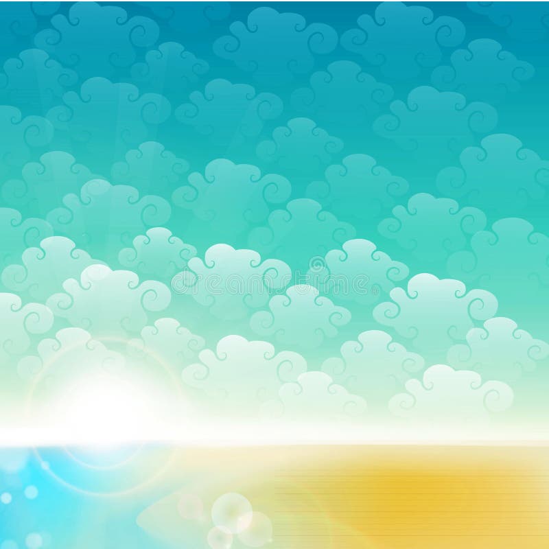 Summer Background with Ocean View and Copy Space Stock Illustration ...