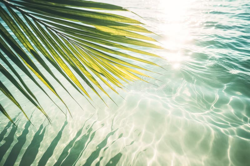 Summer Background. Palm Leaves on Wave Beach. Generative Ai Stock ...