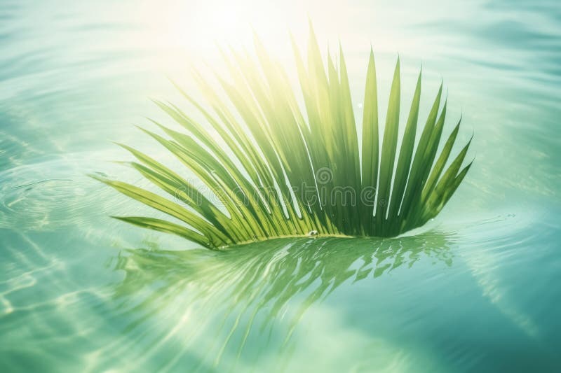 Summer Background. Palm Leaves on Wave Beach. Generative Ai Stock ...