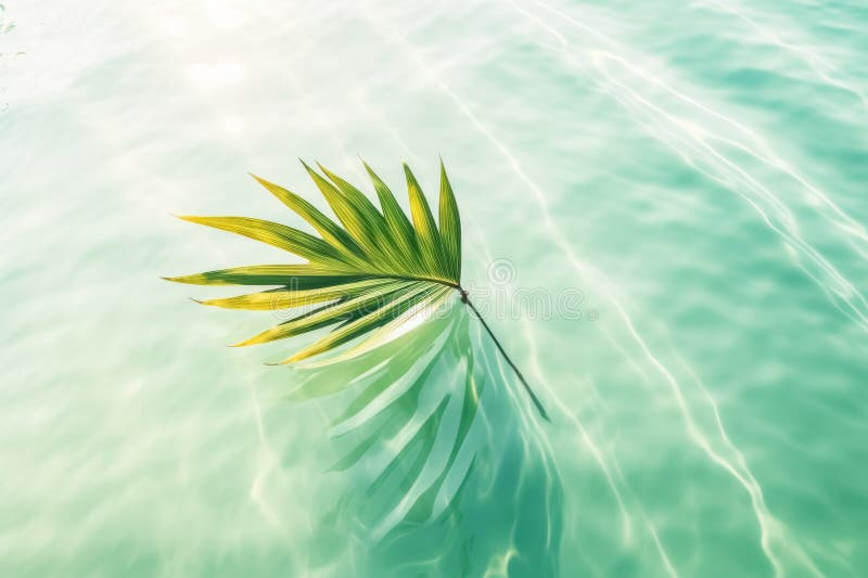 Summer Background. Palm Leaves on Wave Beach. Generative Ai Stock ...