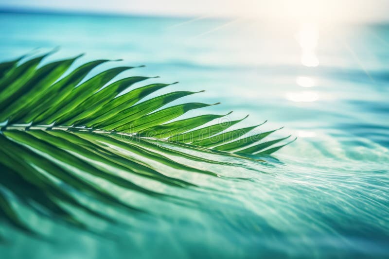 Summer Background. Palm Leaves on Wave Beach. Generative Ai Stock ...