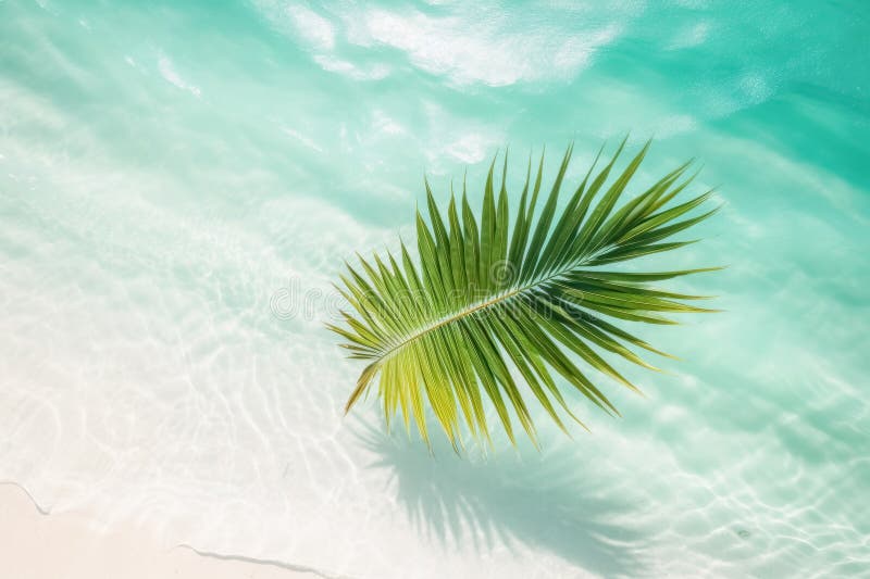Summer Background. Palm Leaves on Wave Beach. Generative Ai Stock ...