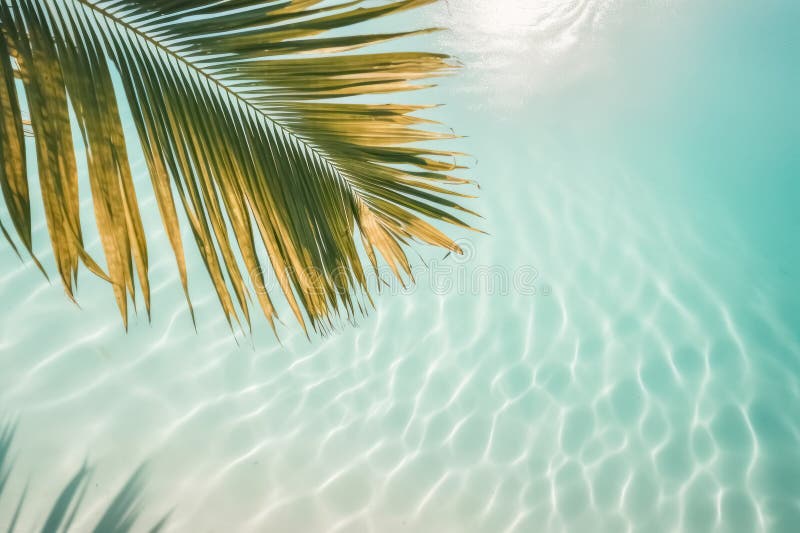 Summer Background. Palm Leaves on Wave Beach. Generative Ai Stock ...