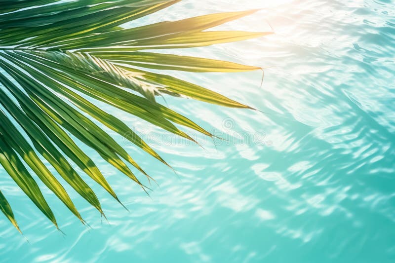 Summer Background. Palm Leaves on Wave Beach. Generative Ai Stock ...