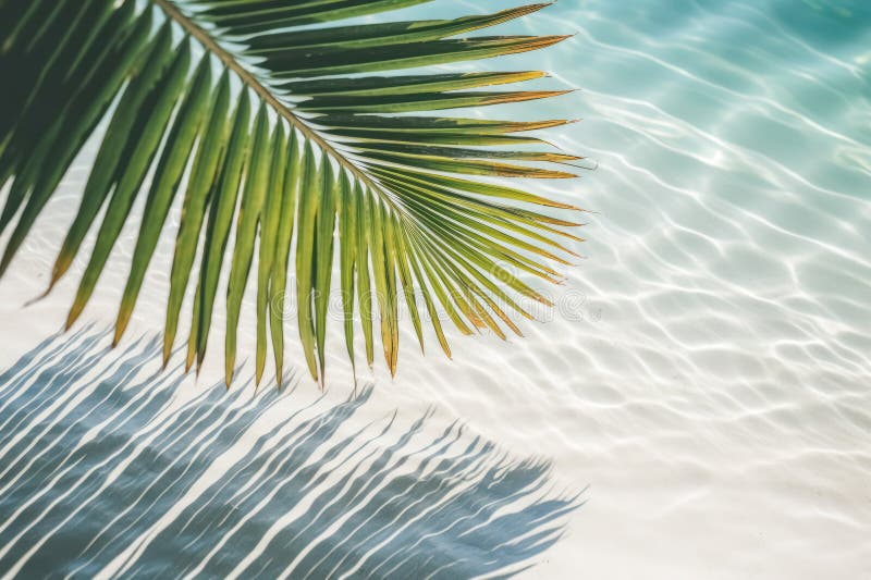 Summer Background. Palm Leaves on Wave Beach. Generative Ai Stock ...
