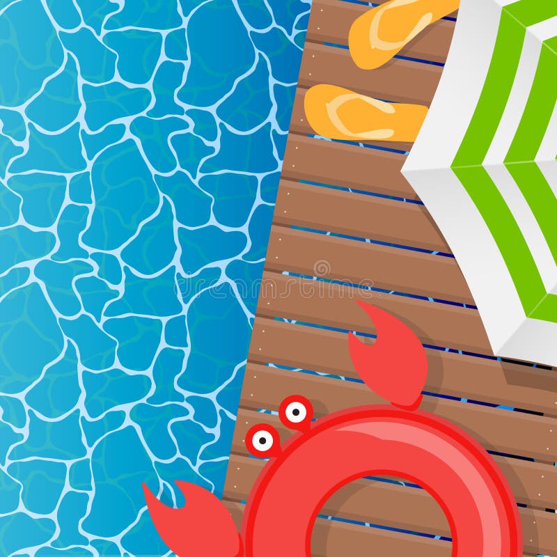 Summer Background Poster Template with Swimming Pool and Lifebuoy ...