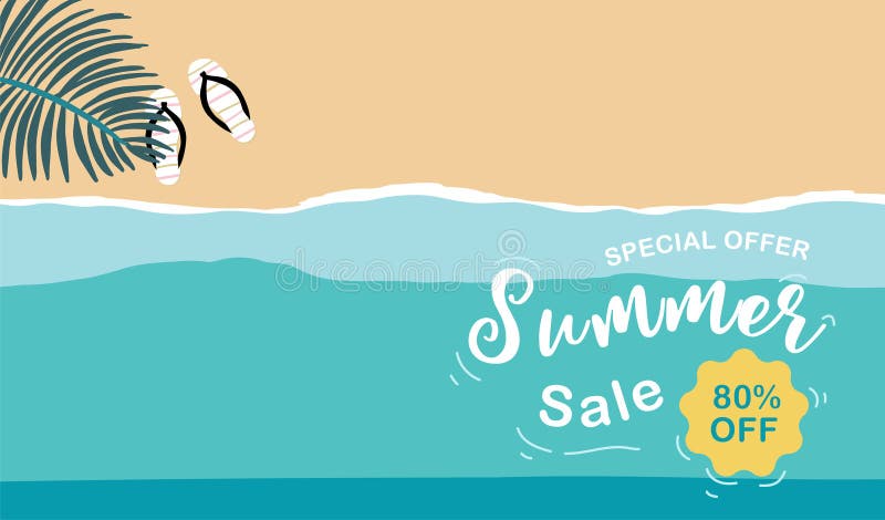 Summer Background with Sea and Beach .Vector Summer Banner Stock Vector ...