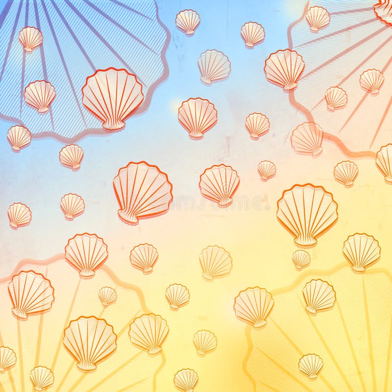 Summer Background with Shells Stock Illustration - Illustration of ...