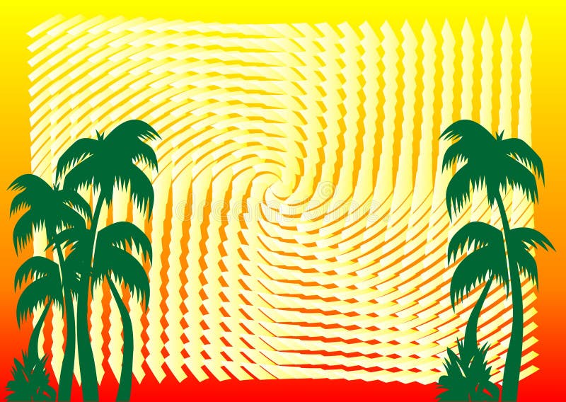 Green Summer Tropical Header with Exotic Palm Leaves and Plant. Vector ...