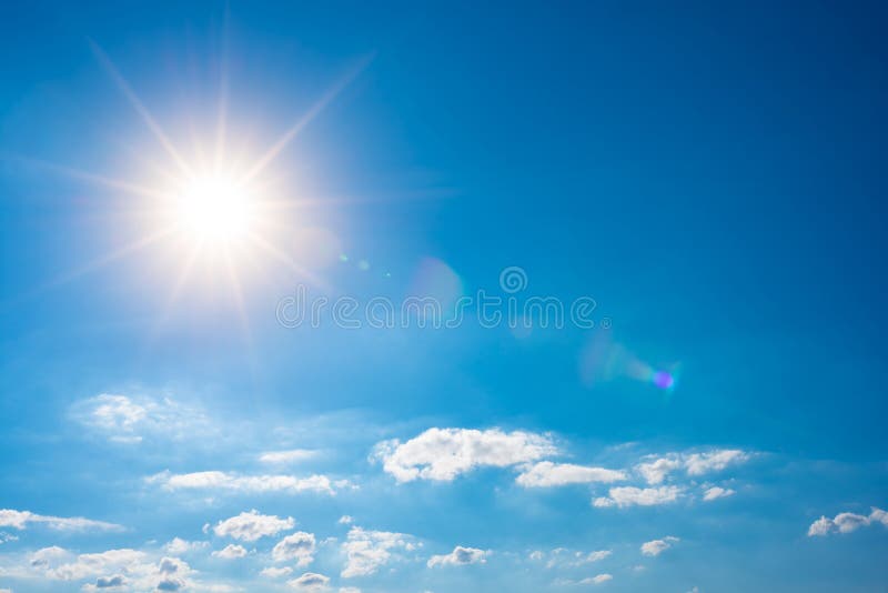 Blue sky with bright sun stock photo. Image of abstract - 115003894