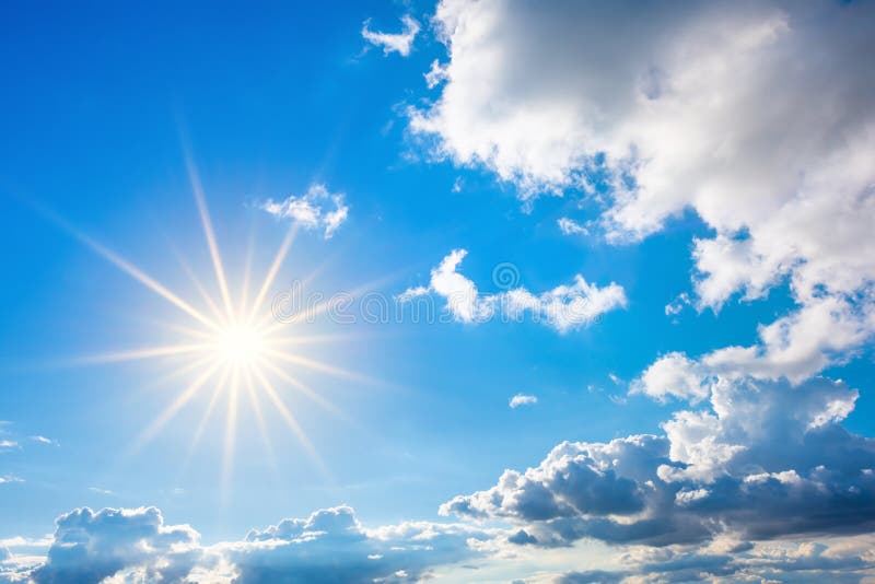 Blue sky with bright sun stock photo. Image of summer - 147056262