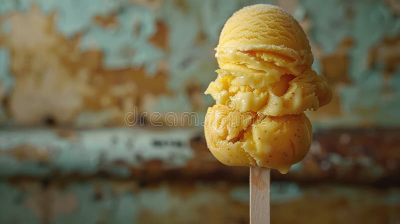 Summer Background with Yellow Ice Cream on Stick, Fruit Sorbet ...